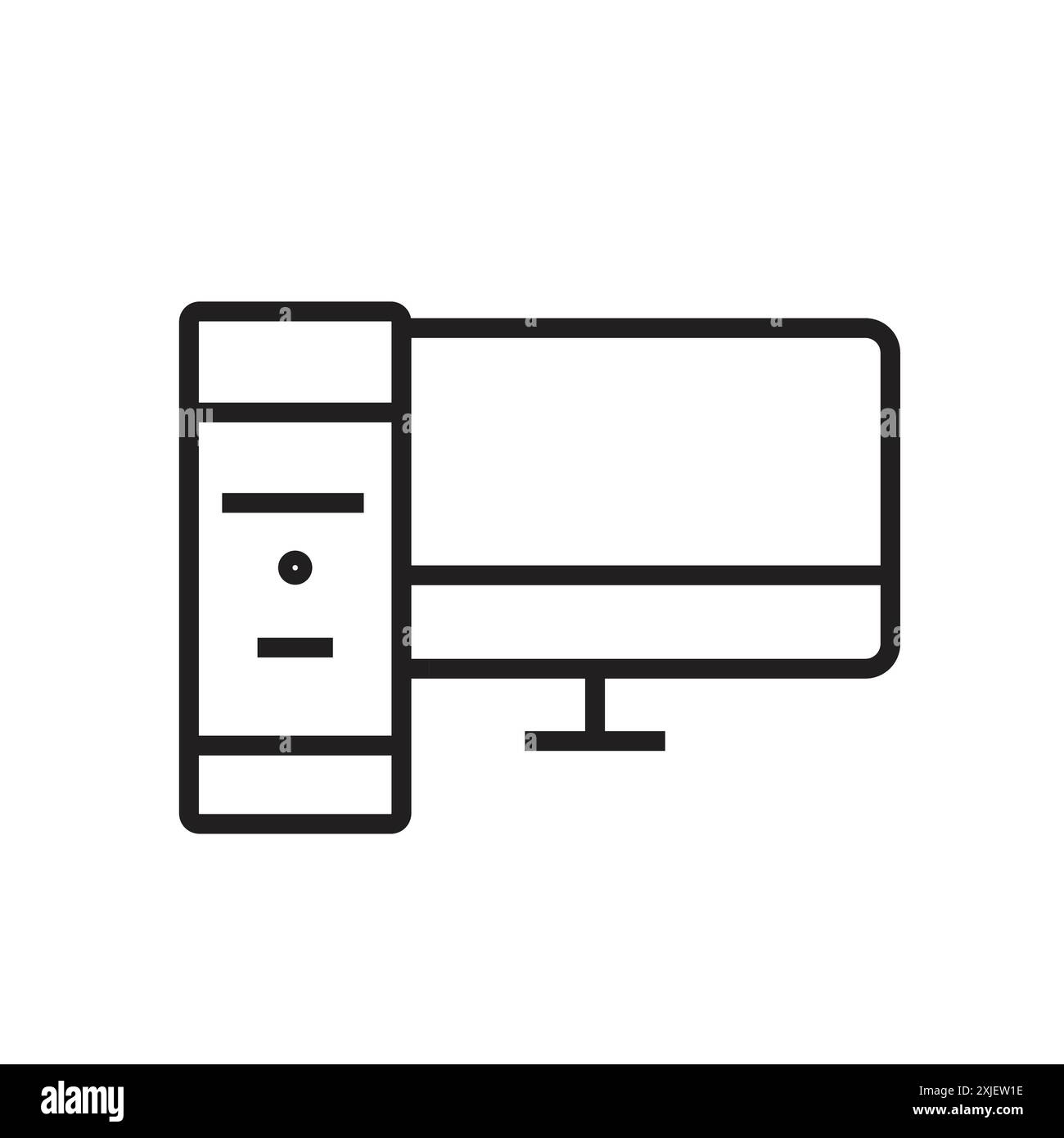 Desktop computer icon simple flat vector symbol outline collection set ...