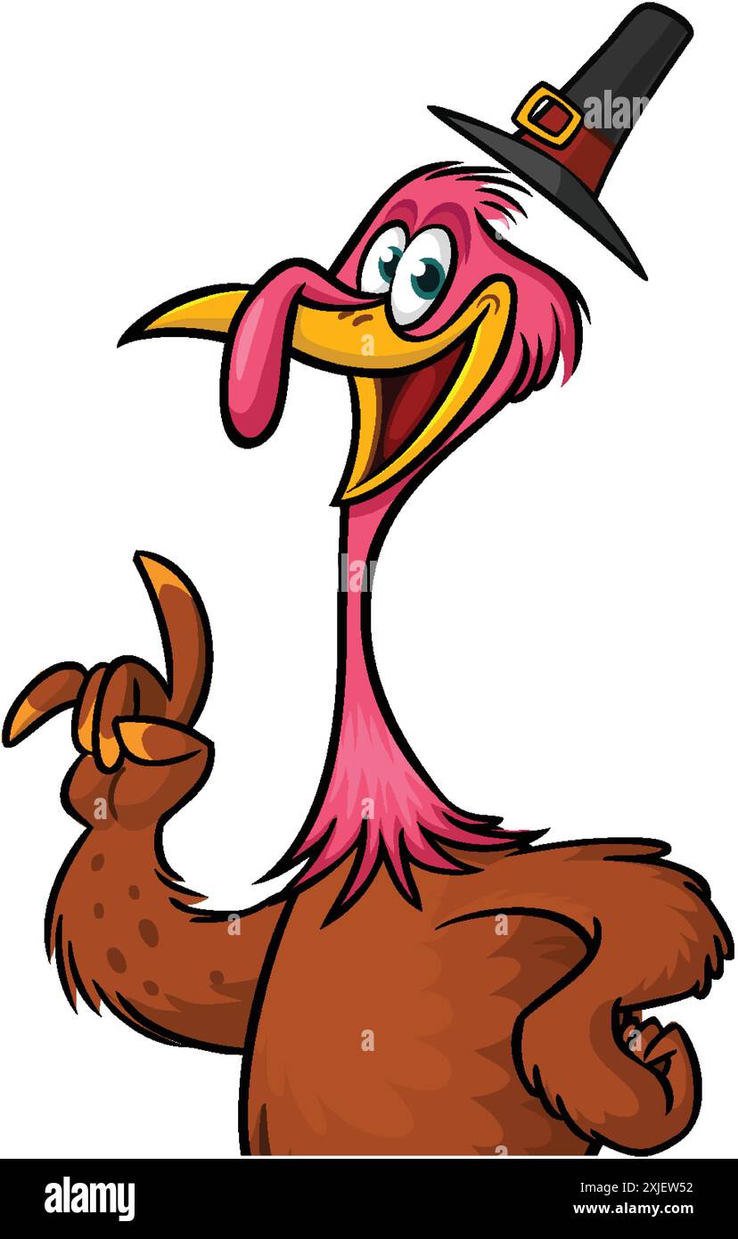 Cartoon happy cute thanksgiving turkey bird. Vector illustration ...