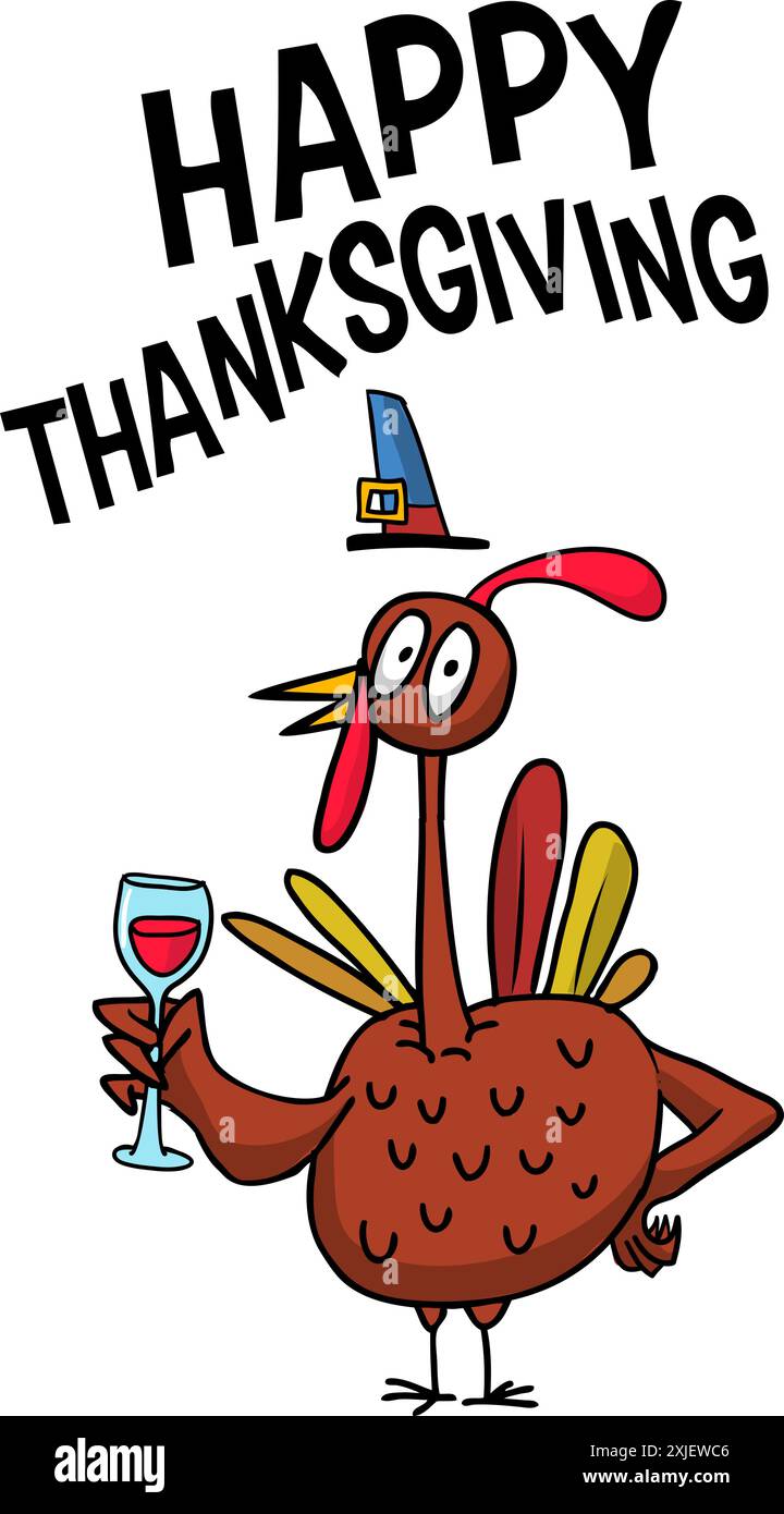Cartoon happy cute thanksgiving turkey bird. Vector illustration ...