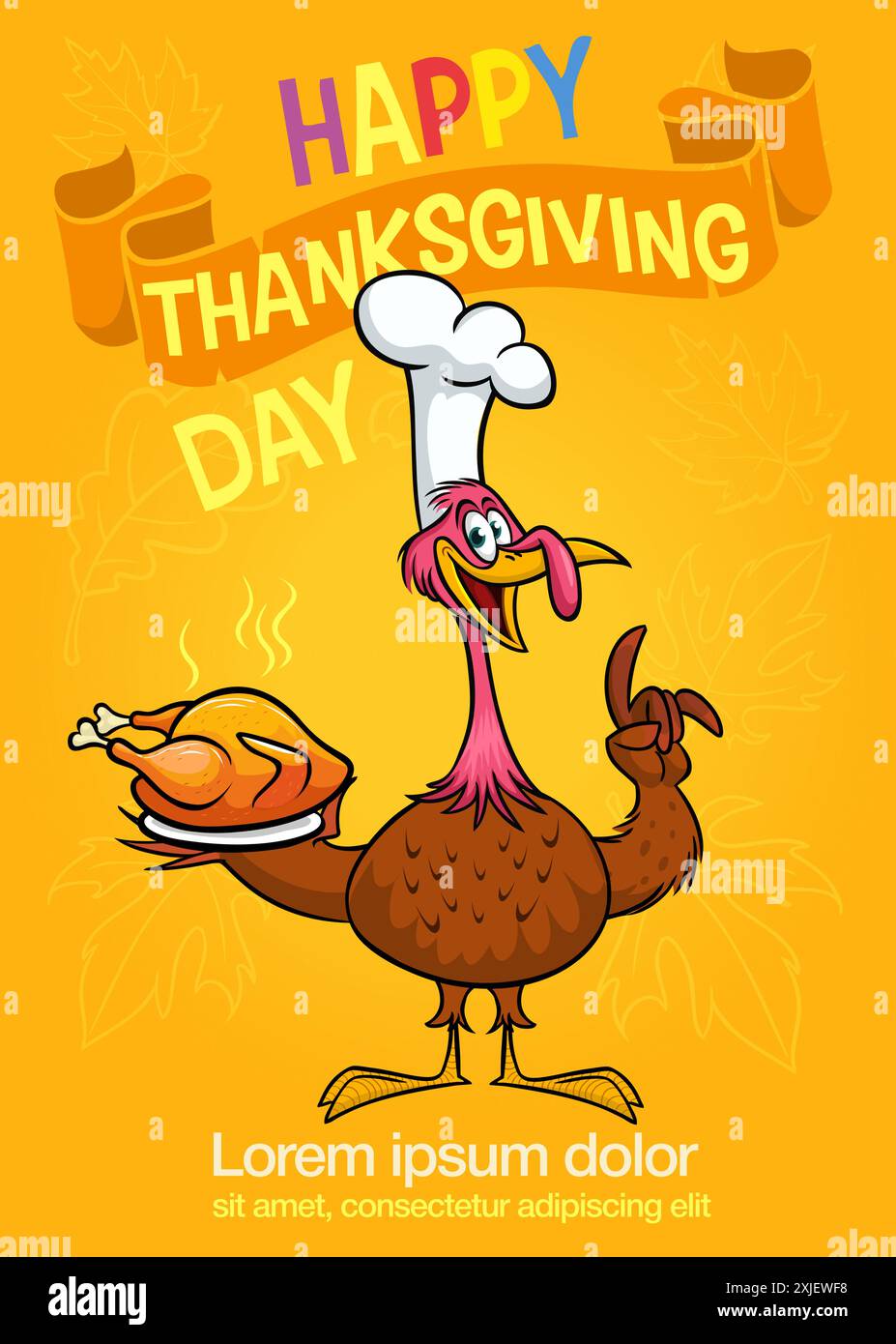 Cartoon happy cute thanksgiving turkey bird. Vector illustration ...