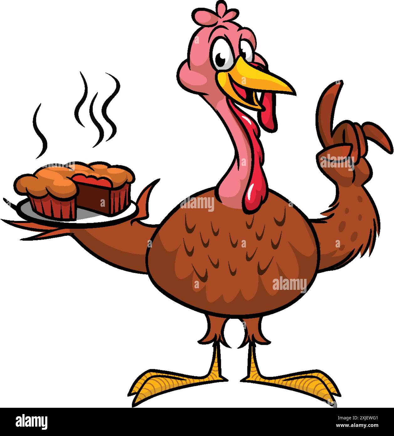 Cartoon happy cute thanksgiving turkey bird. Vector illustration ...