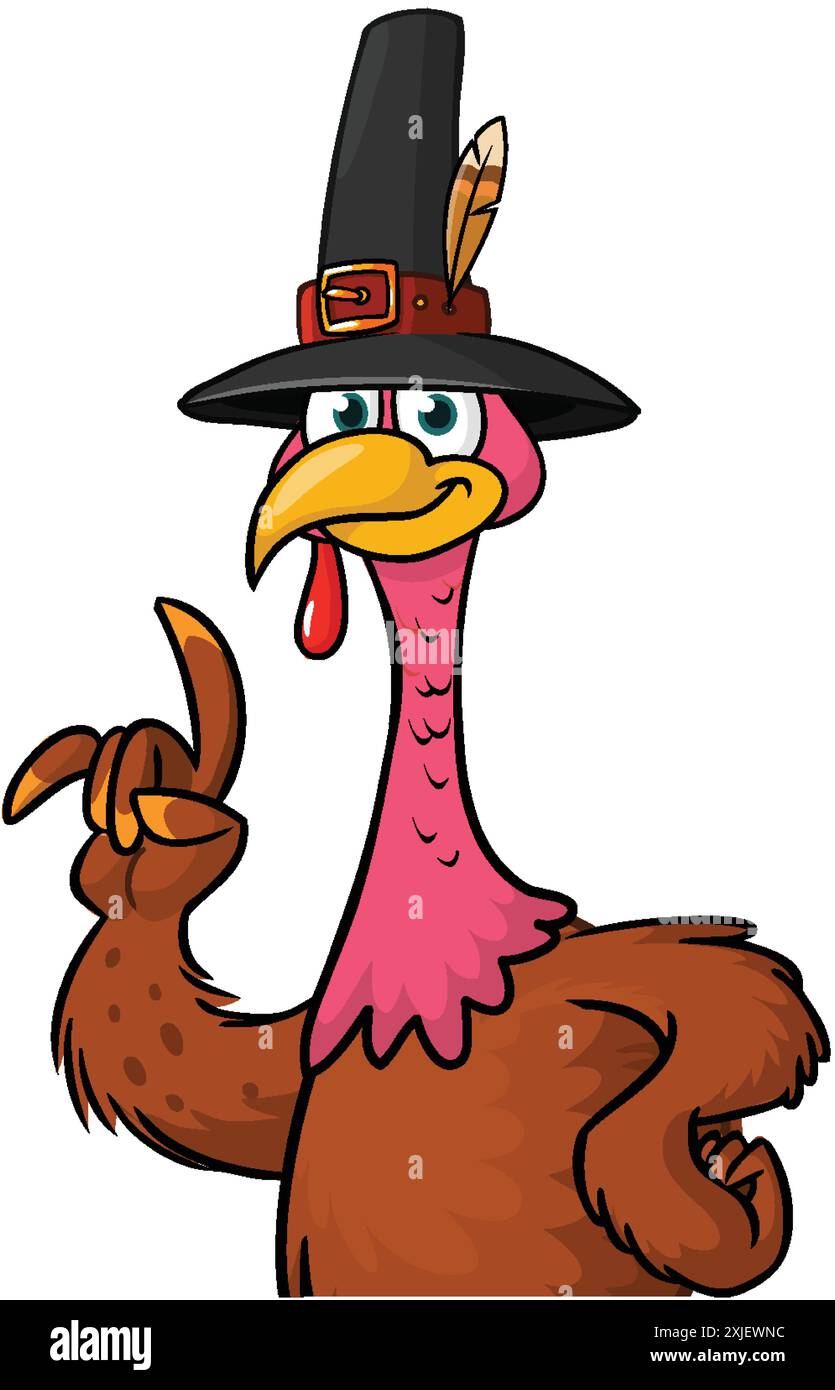 Cartoon happy cute thanksgiving turkey bird. Vector illustration ...