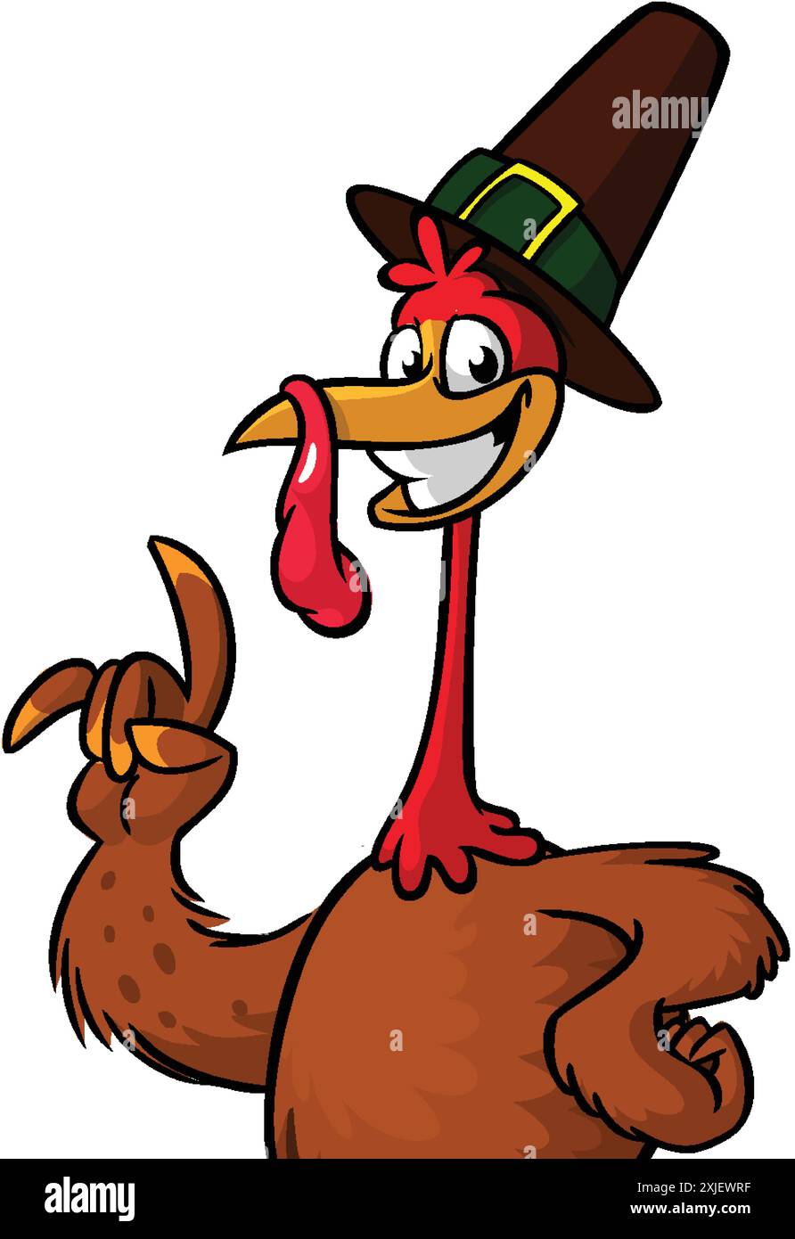 Cartoon happy cute thanksgiving turkey bird. Vector illustration ...