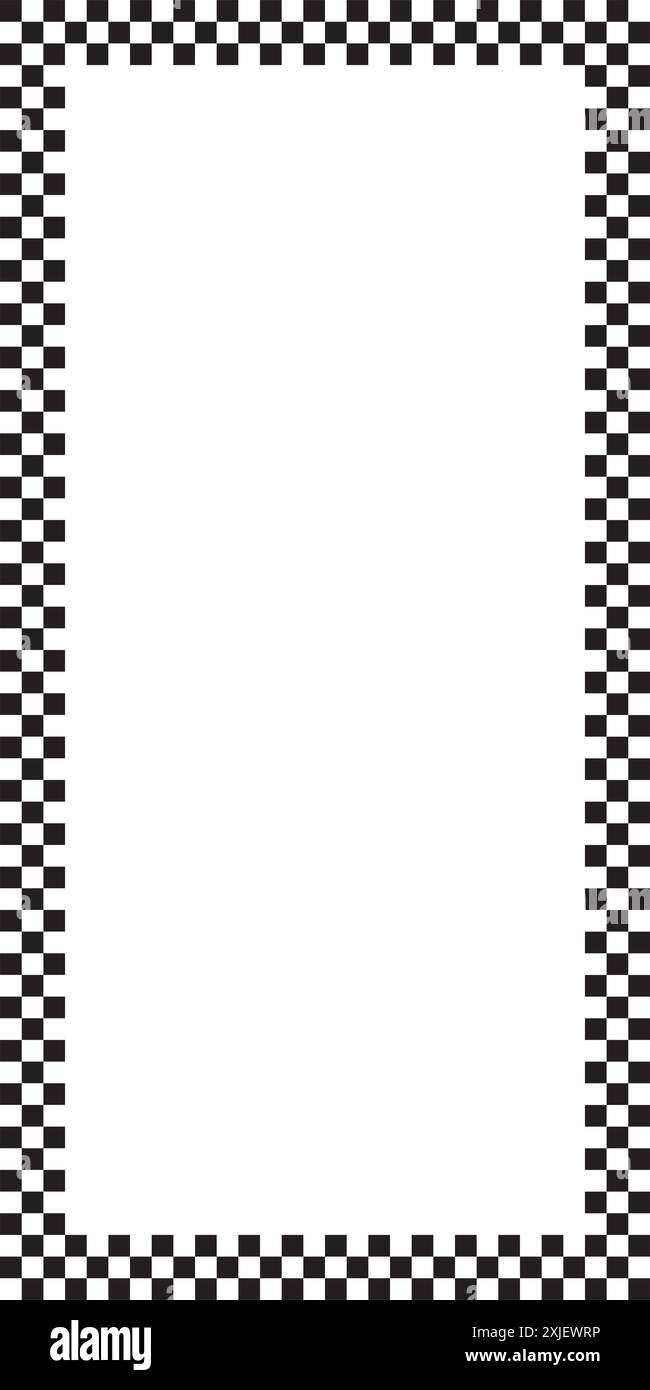 Rectangular frame with black and white squares print. Checkered ...