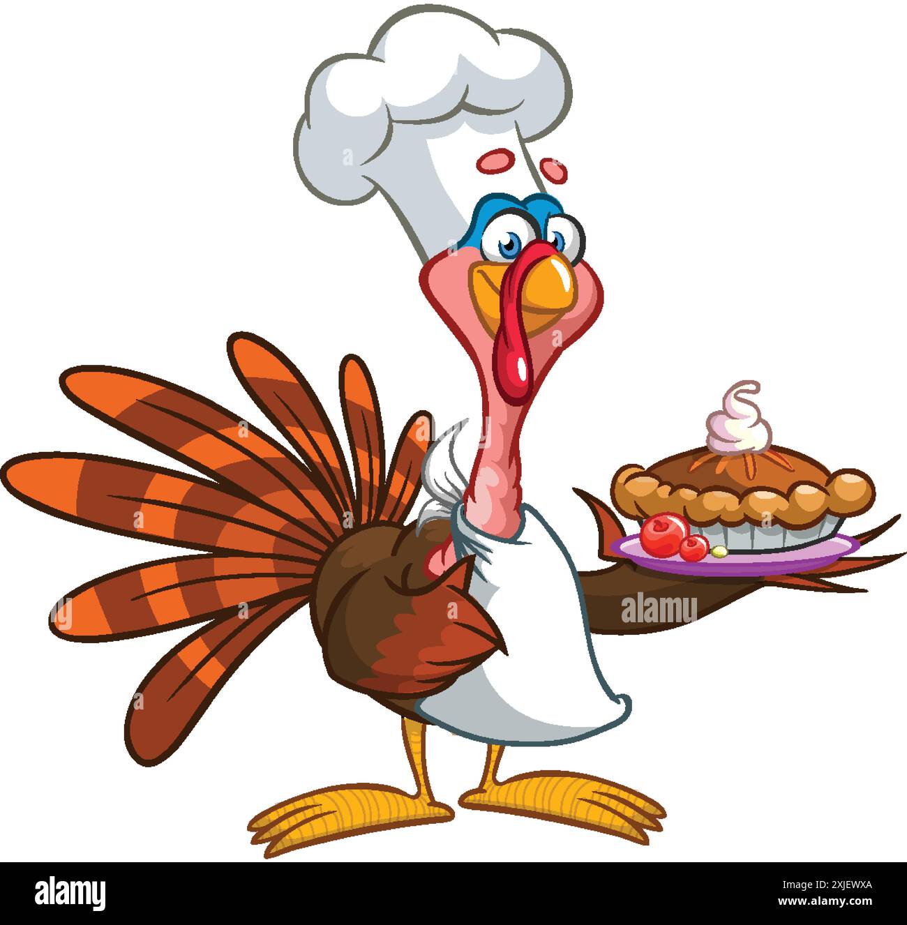 Cartoon happy cute thanksgiving turkey bird. Vector illustration ...