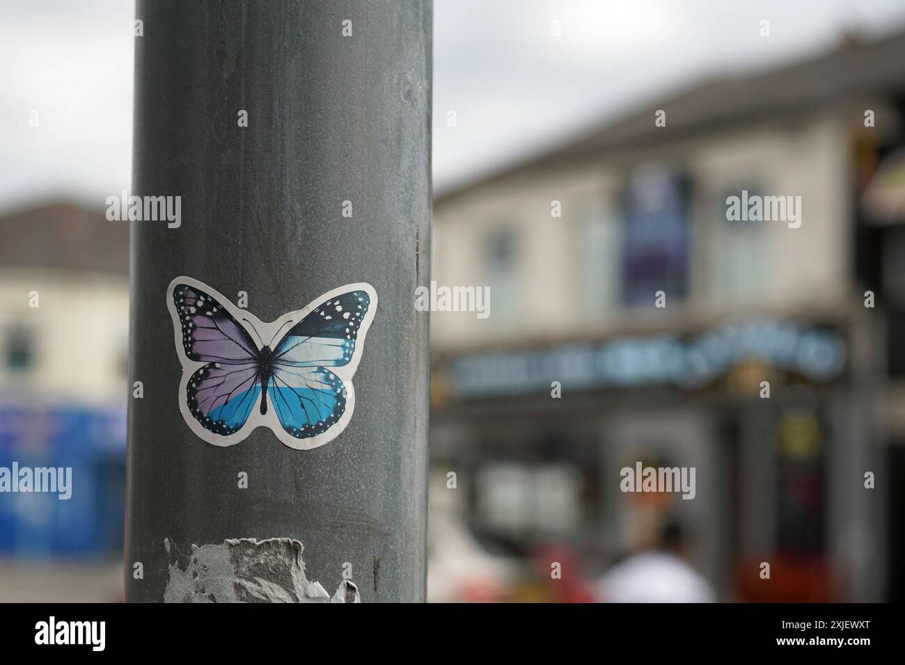 Butterfly Lamp Post sticker in Cardiff, July 2024 Stock Photo - Alamy