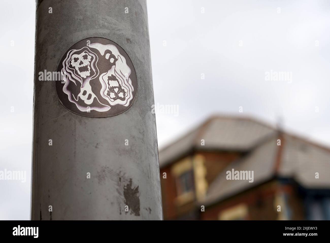 Ghosts Lamp Post sticker in Cardiff, July 2024 Stock Photo - Alamy