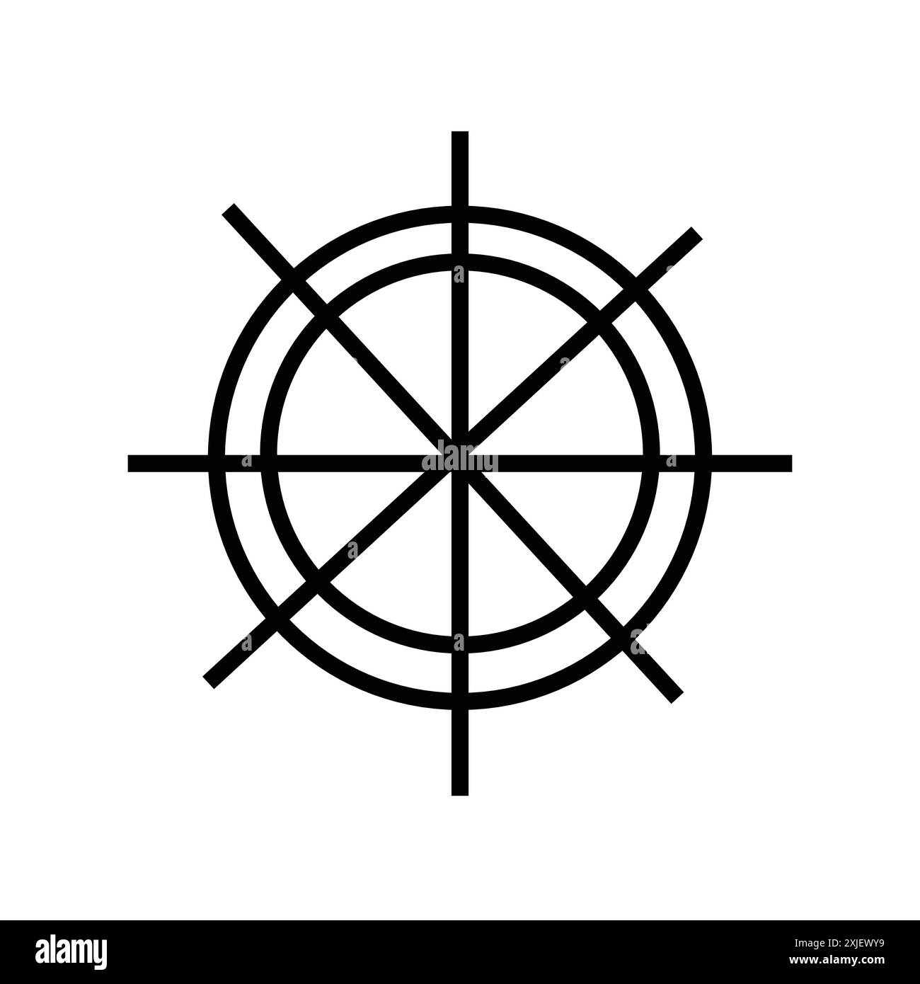 Steering wheel rudder icon simple flat vector symbol outline collection ...