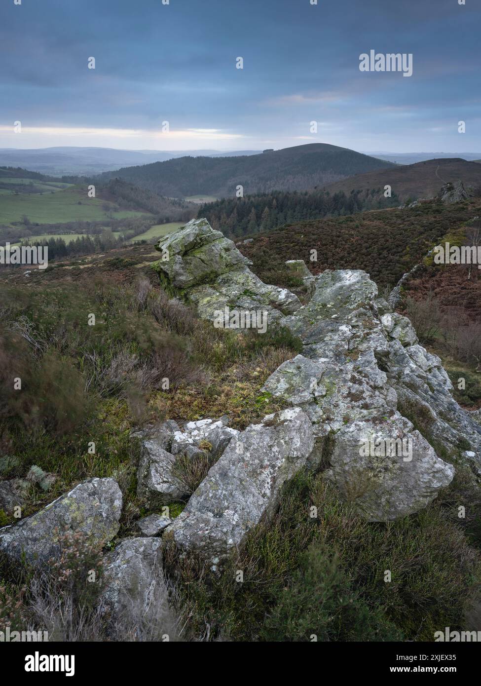 Dramatic scenery and views from the Stiperstones, an exposed quartzite ...