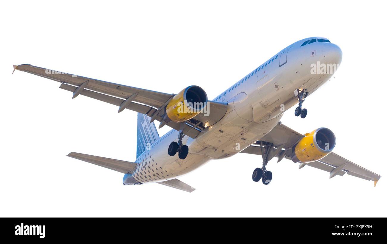 Modern airplane on isolated white background Stock Photo - Alamy