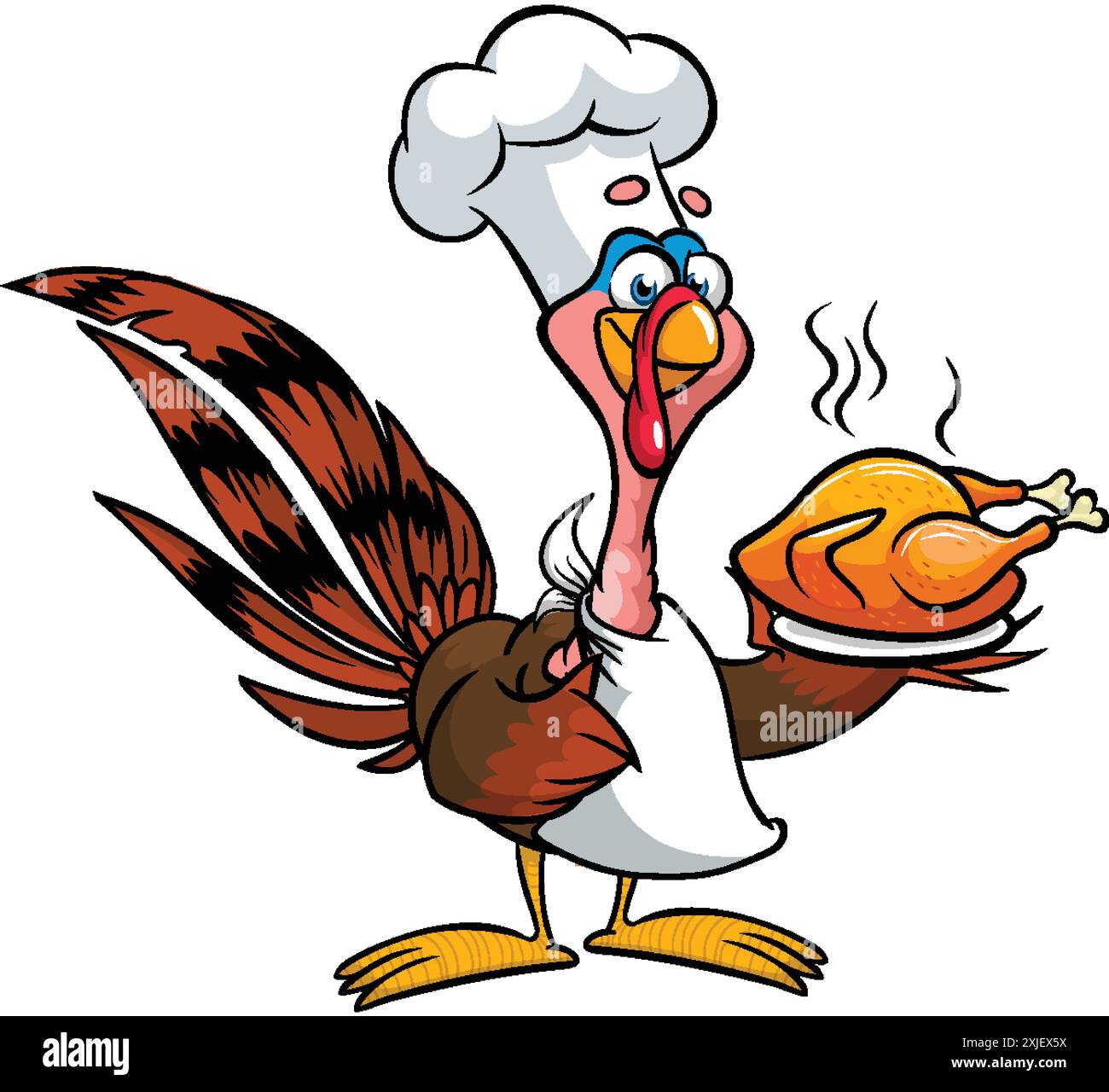 Cartoon happy cute thanksgiving turkey bird. Vector illustration ...
