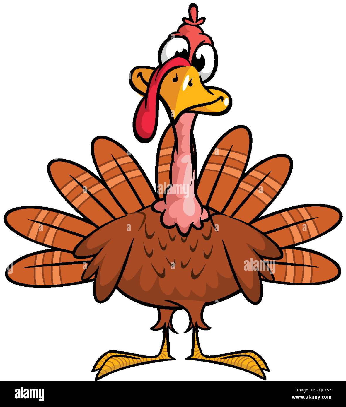 Cartoon happy cute thanksgiving turkey bird. Vector illustration ...