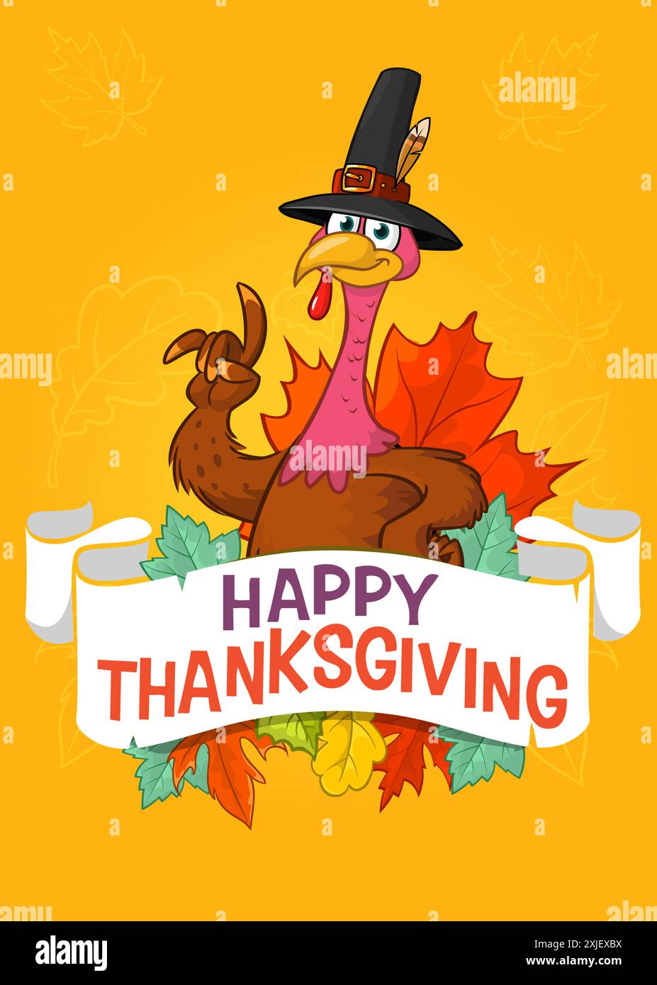 Cartoon happy cute thanksgiving turkey bird. Vector illustration ...