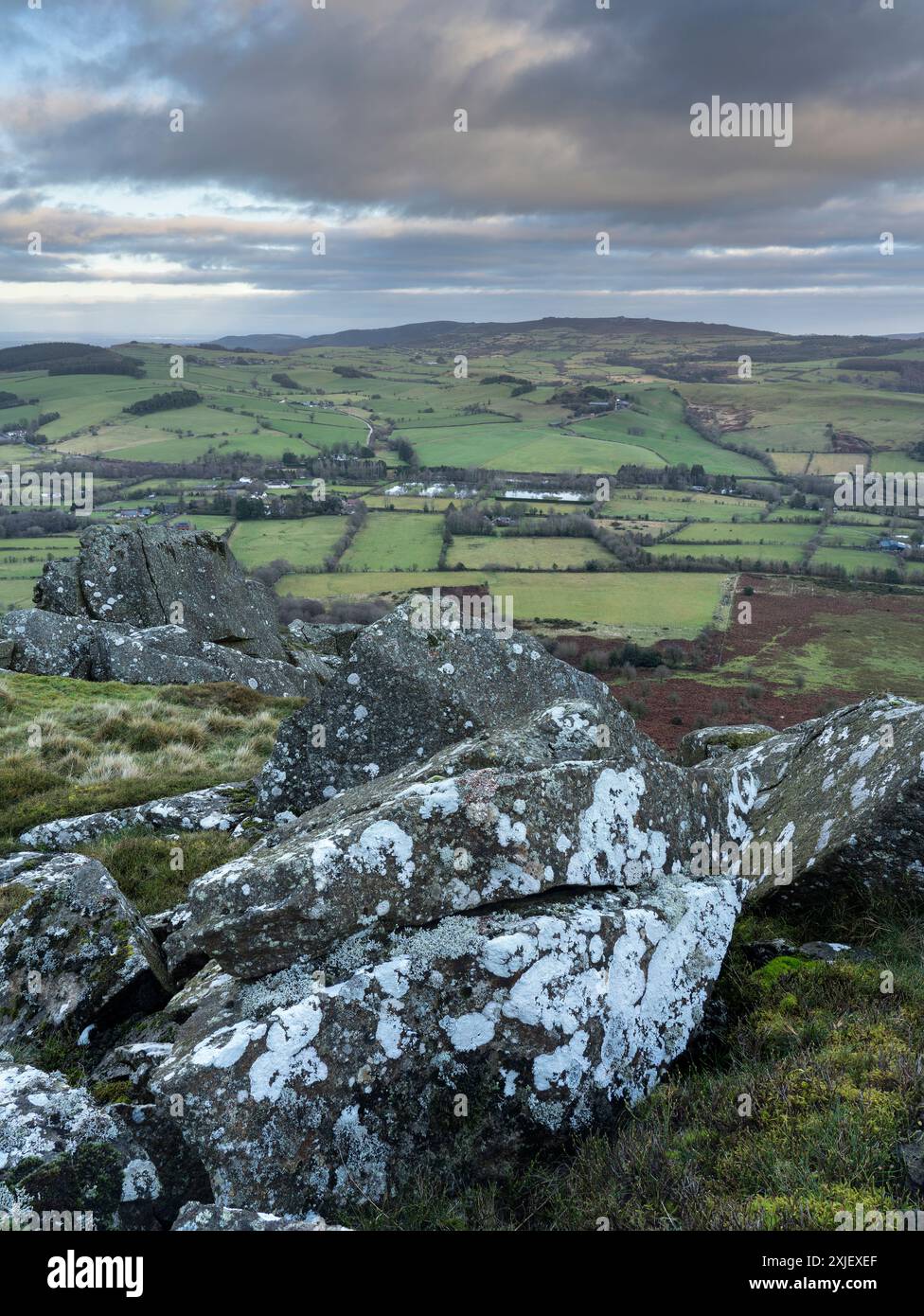 A view into Shropshire from the top of Corndon Hill which lies on the ...
