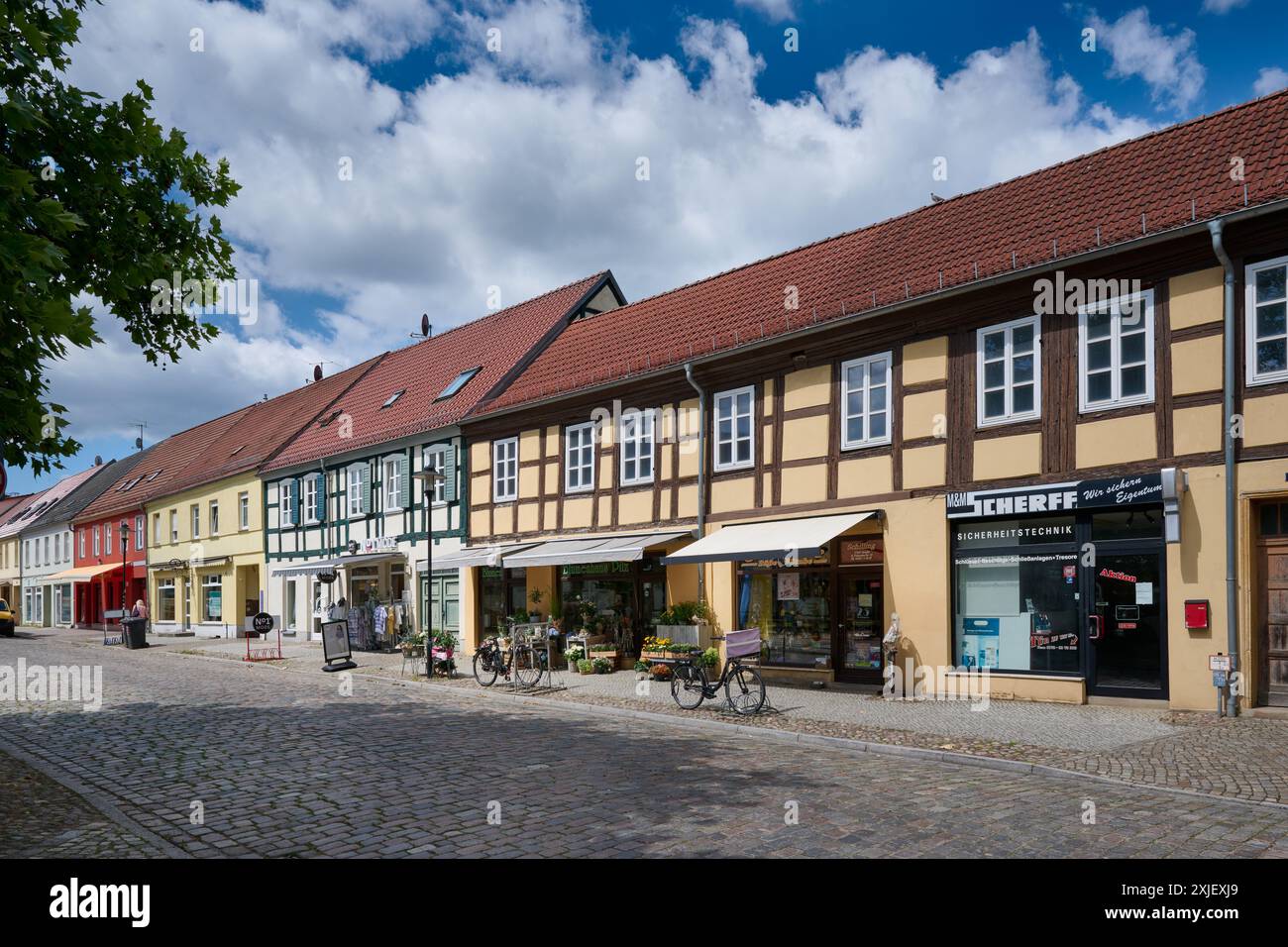 typical historic half-timbered houses in Templin, Uckermark ...