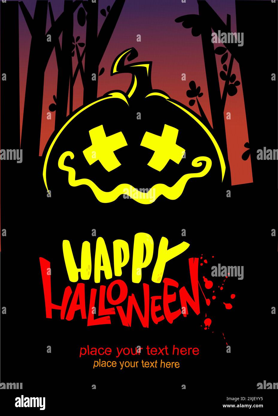 Halloween pumpkin head with scary face expression. Vector illustration ...