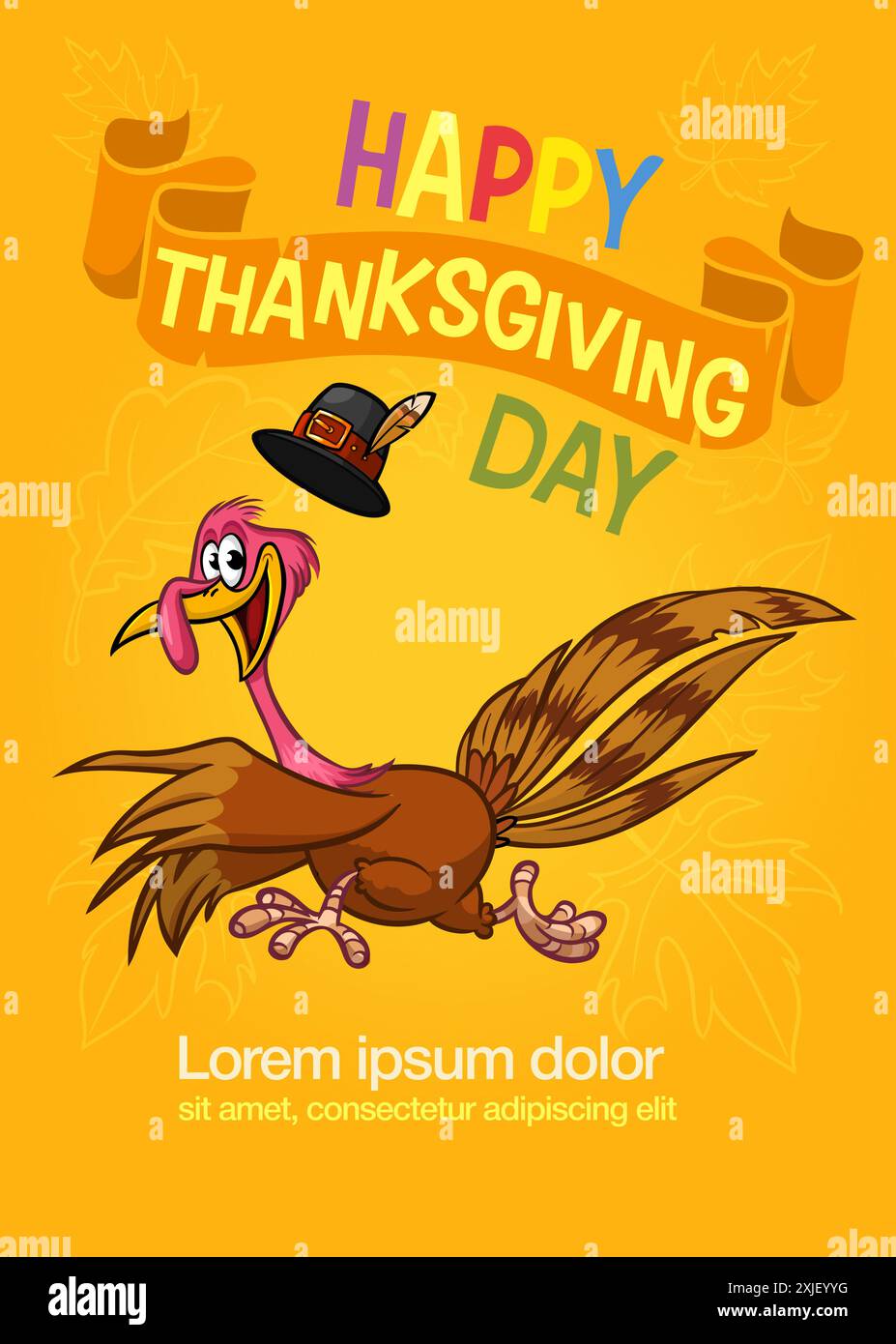 Cartoon happy cute thanksgiving turkey bird. Vector illustration ...