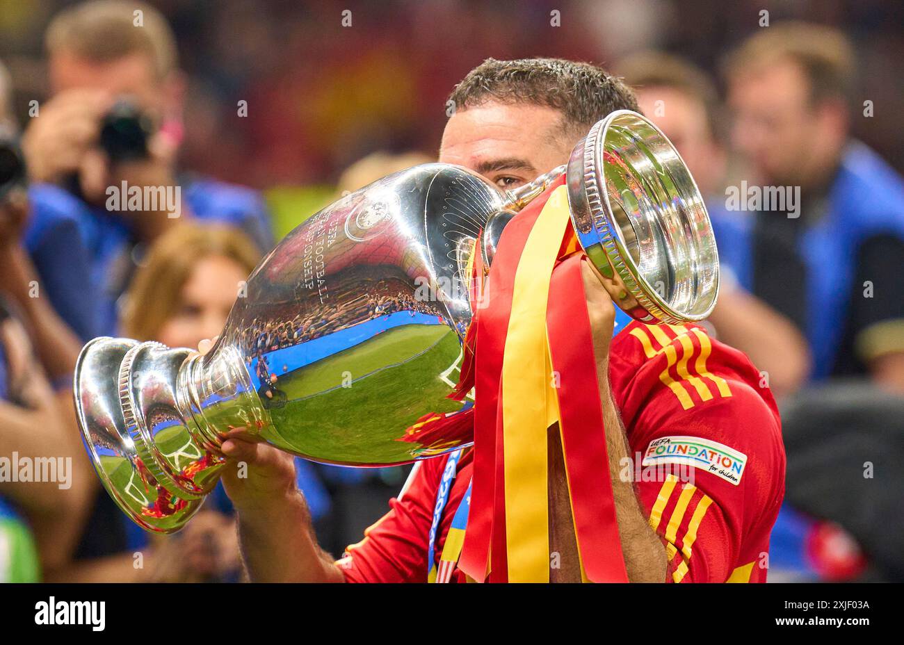 Dani Carvajal, ESP 2 celebrate with trophy after the final match SPAIN ...