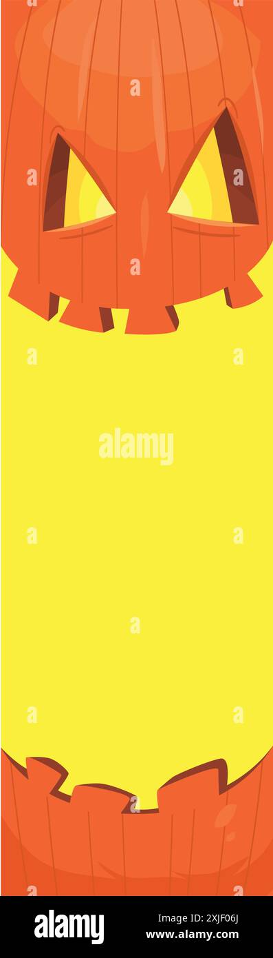 Halloween pumpkin head with scary face expression. Vector cartoon ...