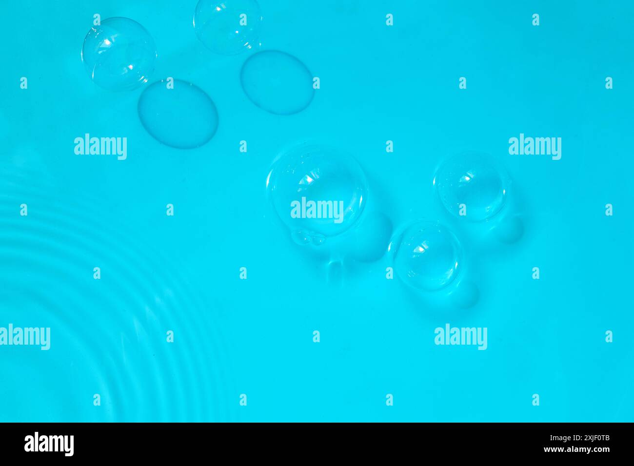 Floating Bubbles in Blue. A calming scene of transparent floating ...