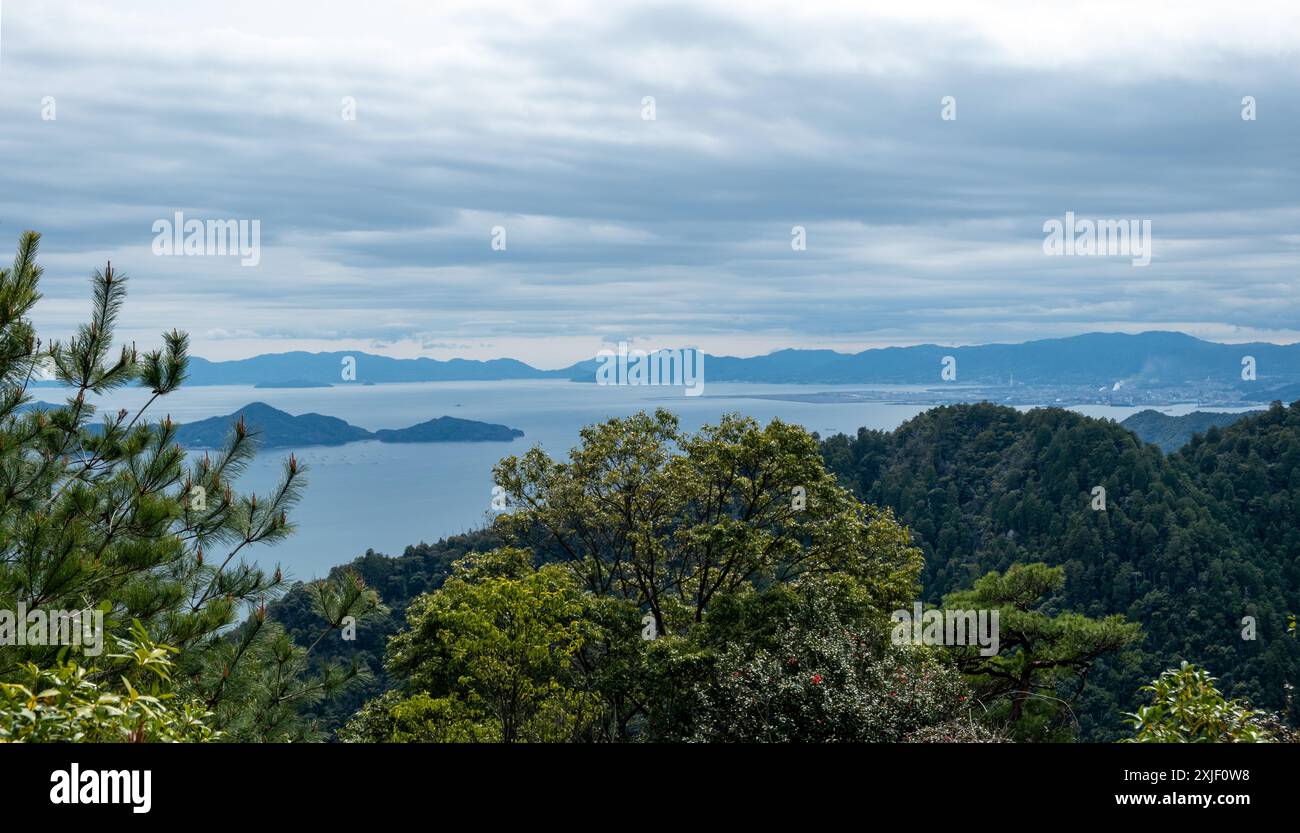 Japan, Seto Inland Sea view from Miyajima island, viewpoint on mount ...