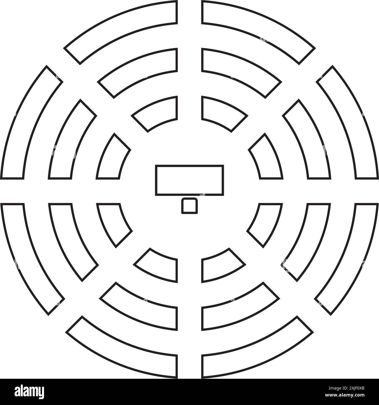Auditorium seatings plan in round or amphitheater arrangment. Top view ...