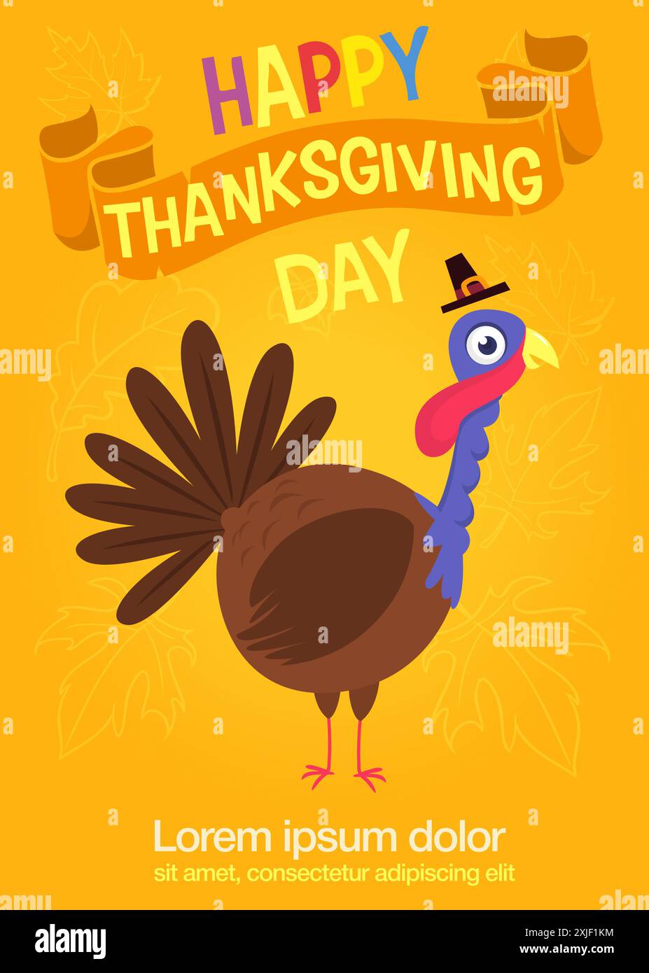 Cartoon happy cute thanksgiving turkey bird. Vector illustration ...