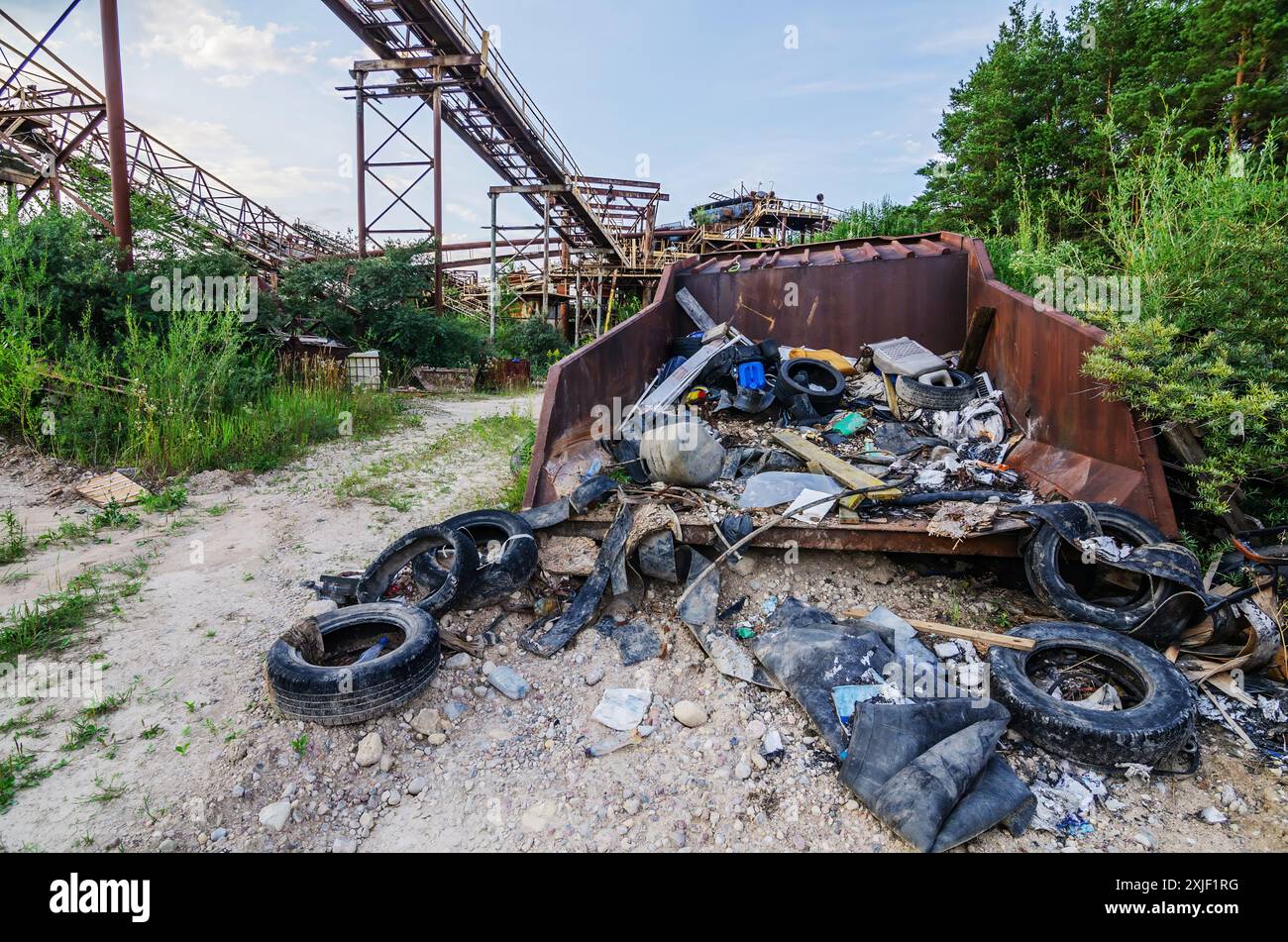 Garbage Dumped in the Nature. Old Car Tire Left. World Earth Day ...
