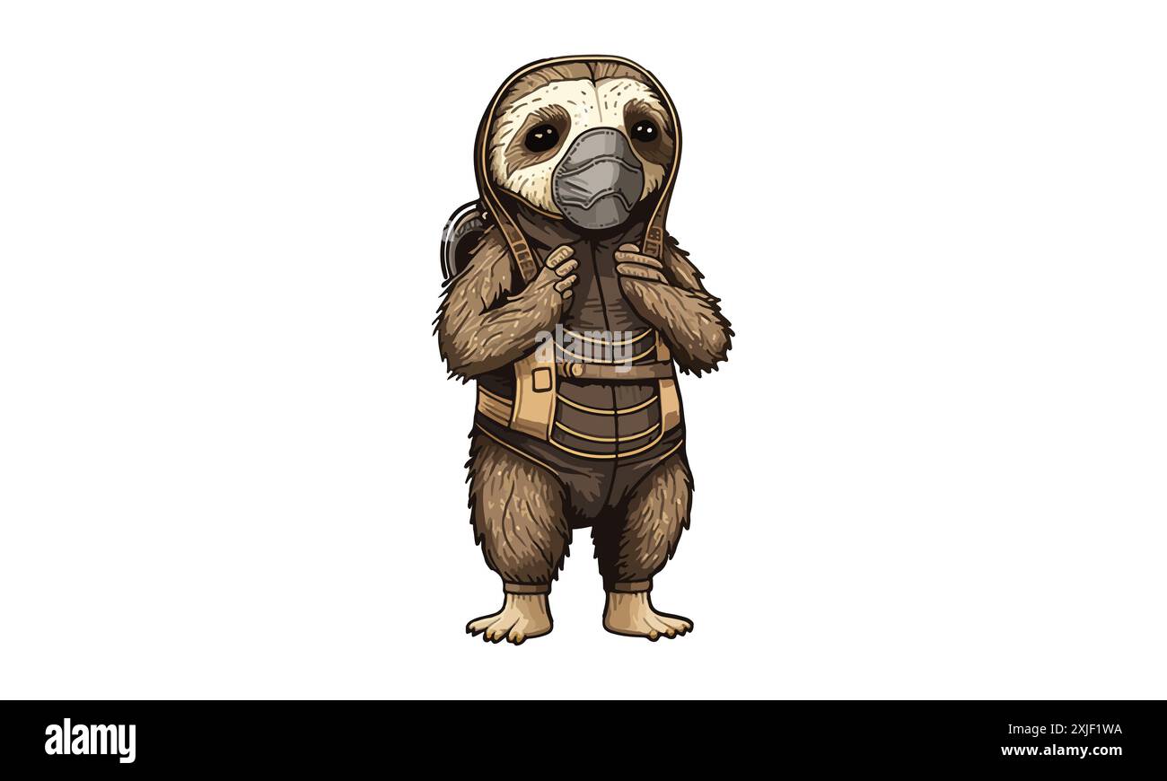 Sloth Wearing A Face Mask Vector Illustration Stock Vector Image & Art ...
