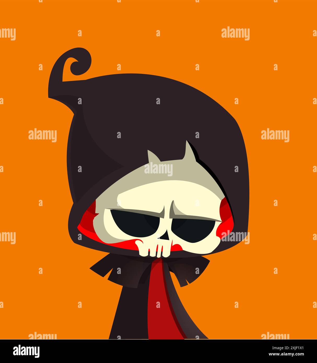 Cartoon grim reaper with scythe. Halloween scary death character ...