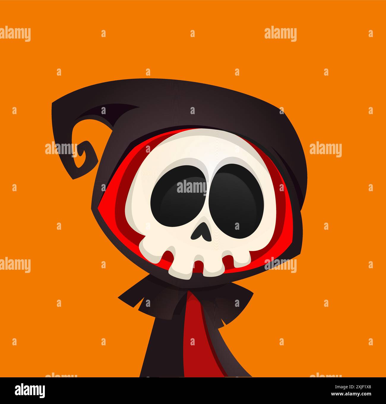 Cartoon grim reaper with scythe. Halloween scary death character ...