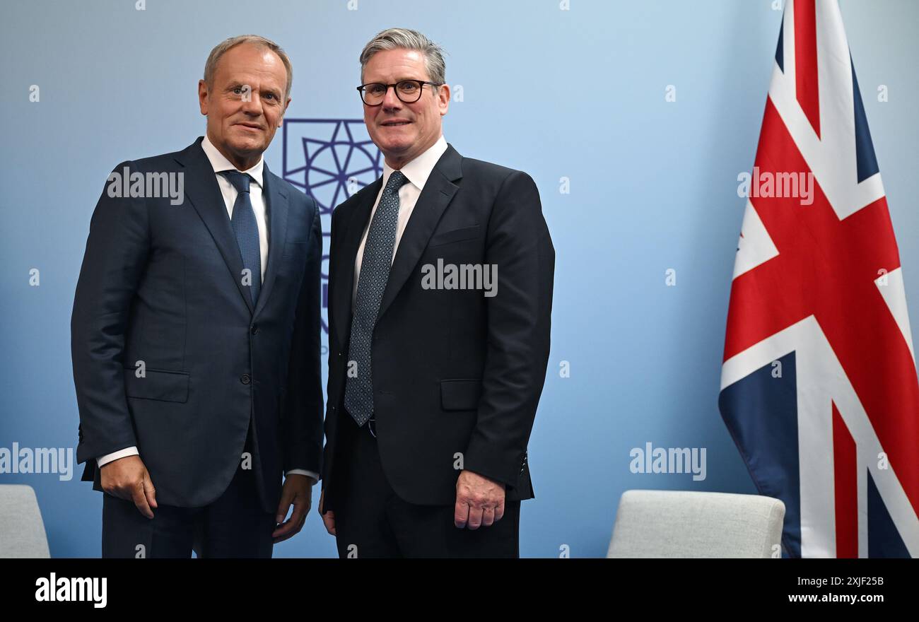 Prime Minister Sir Keir Starmer and Prime Minister of Poland Donald Tusk during a bilateral ...