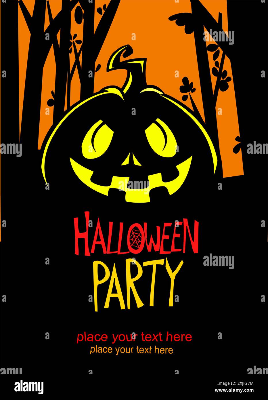 Halloween pumpkin head with scary face expression. Vector illustration ...