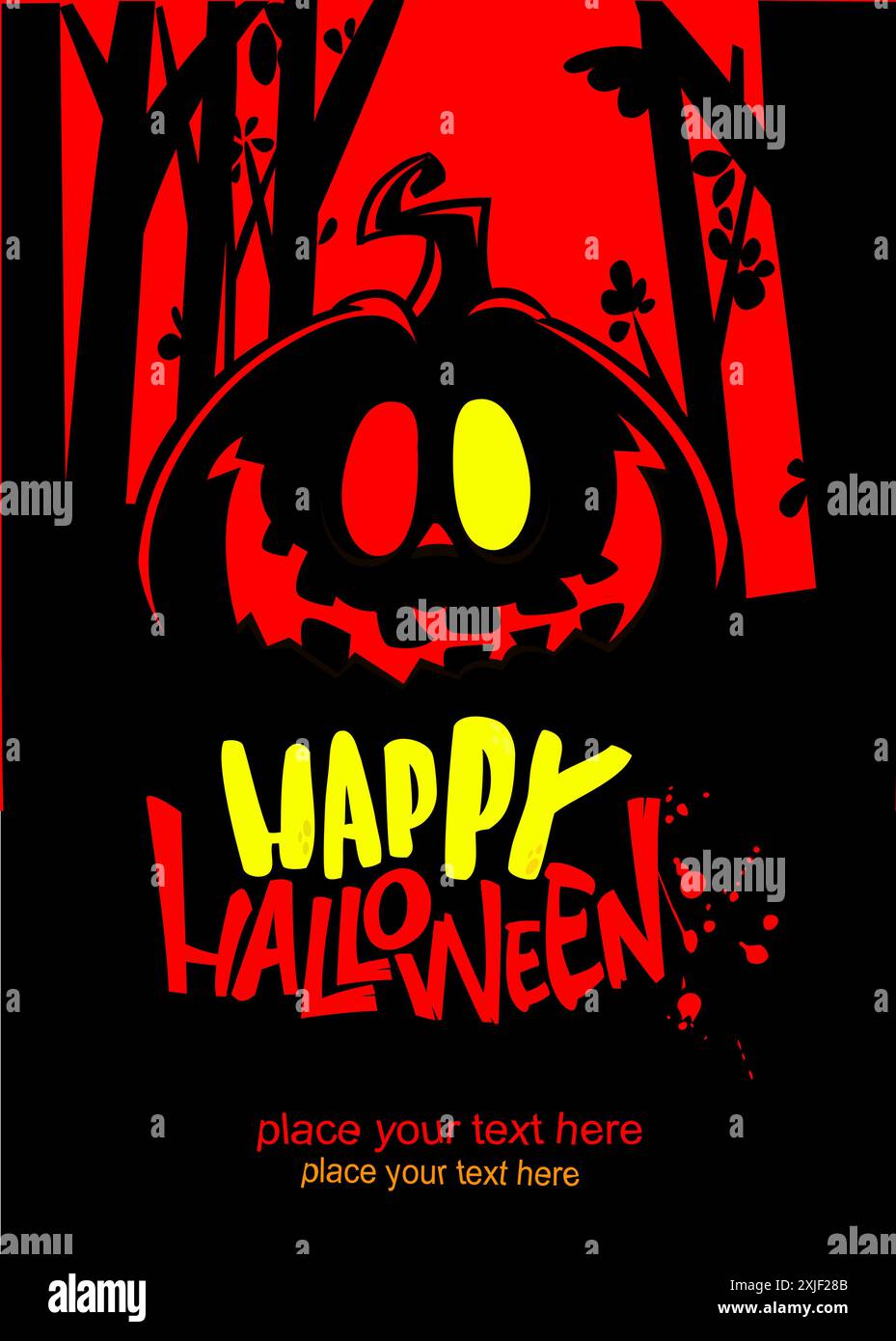 Halloween pumpkin head with scary face expression. Vector illustration ...