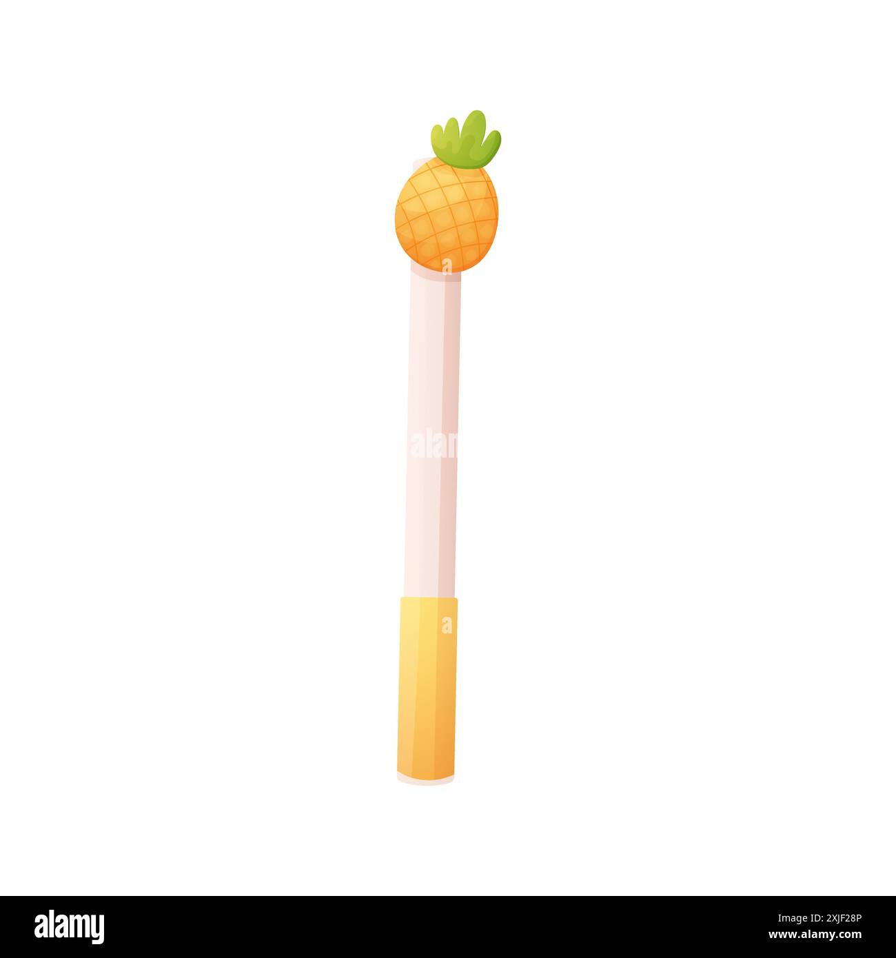 Cute writing pen with pineapple on cap. isolated Stock Vector Image ...