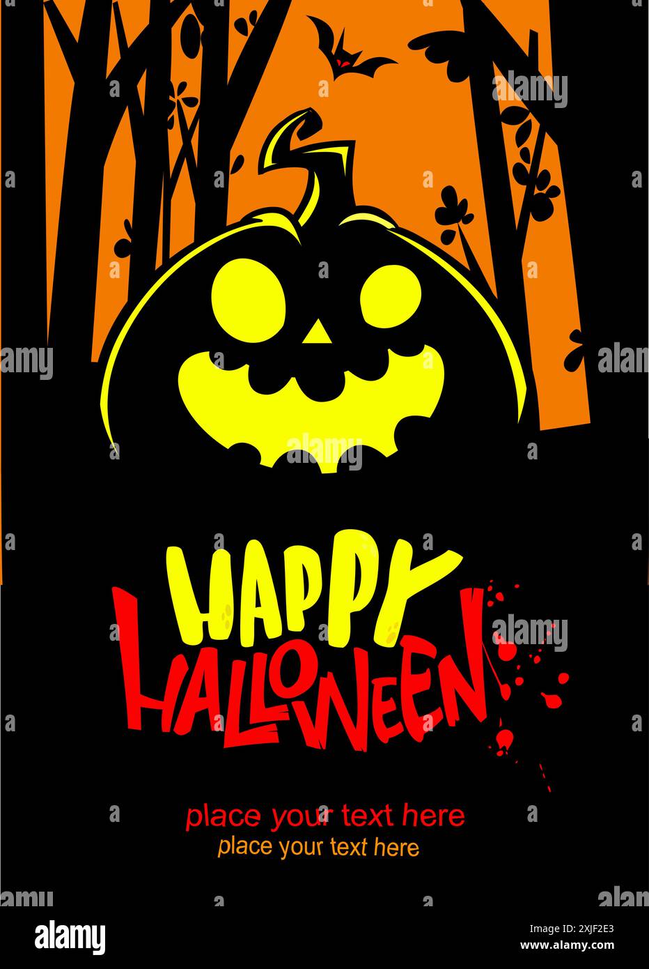 Halloween pumpkin head with scary face expression. Vector illustration ...