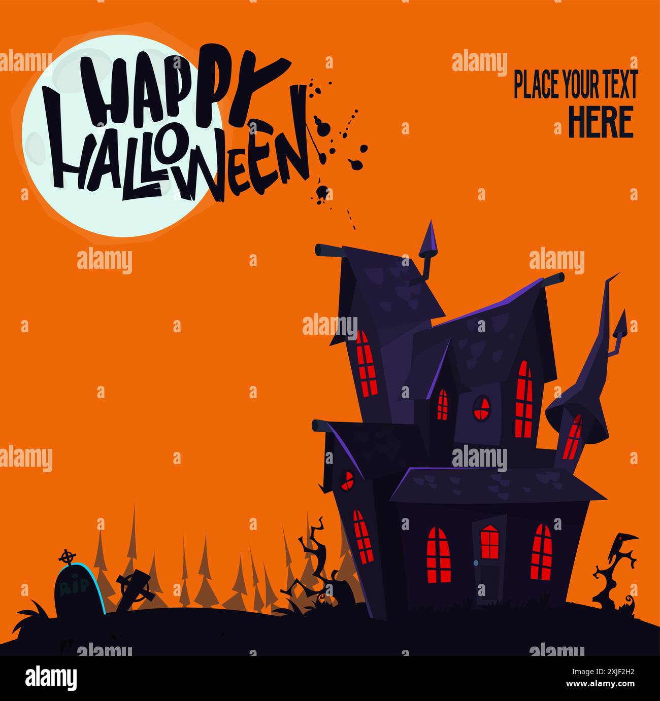 Halloween haunted house cartoon illustration. Vector horror scary ...