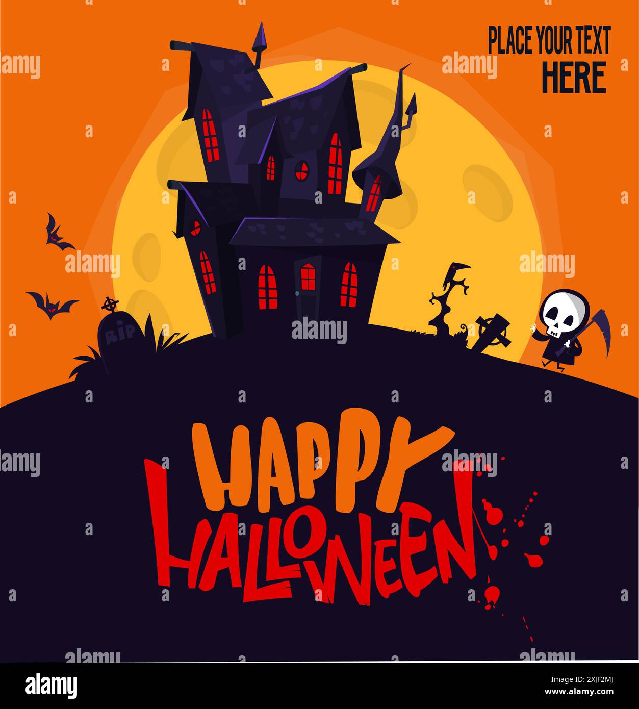 Halloween haunted house cartoon illustration. Vector horror scary ...