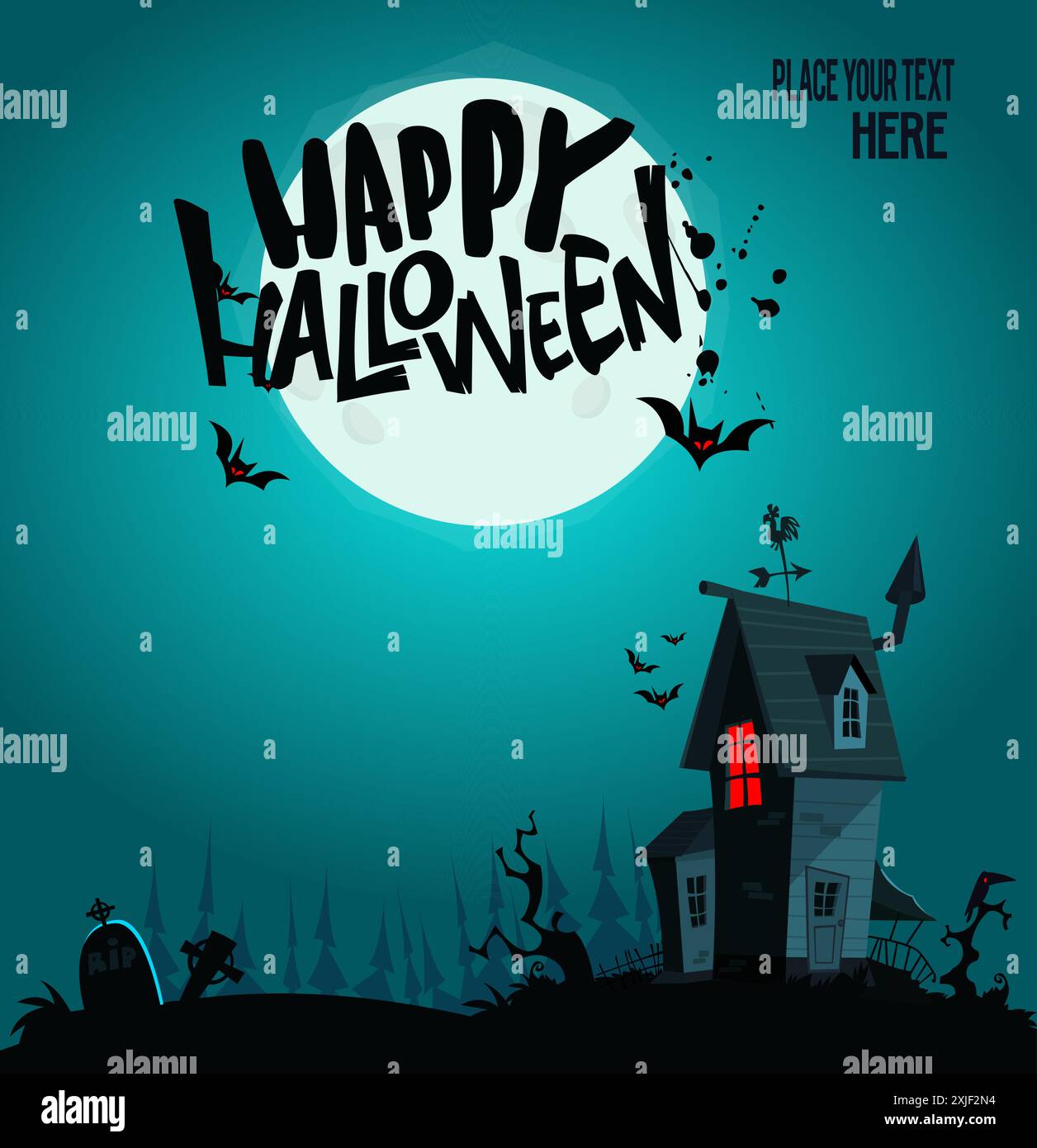 Halloween haunted house cartoon illustration. Vector horror scary ...