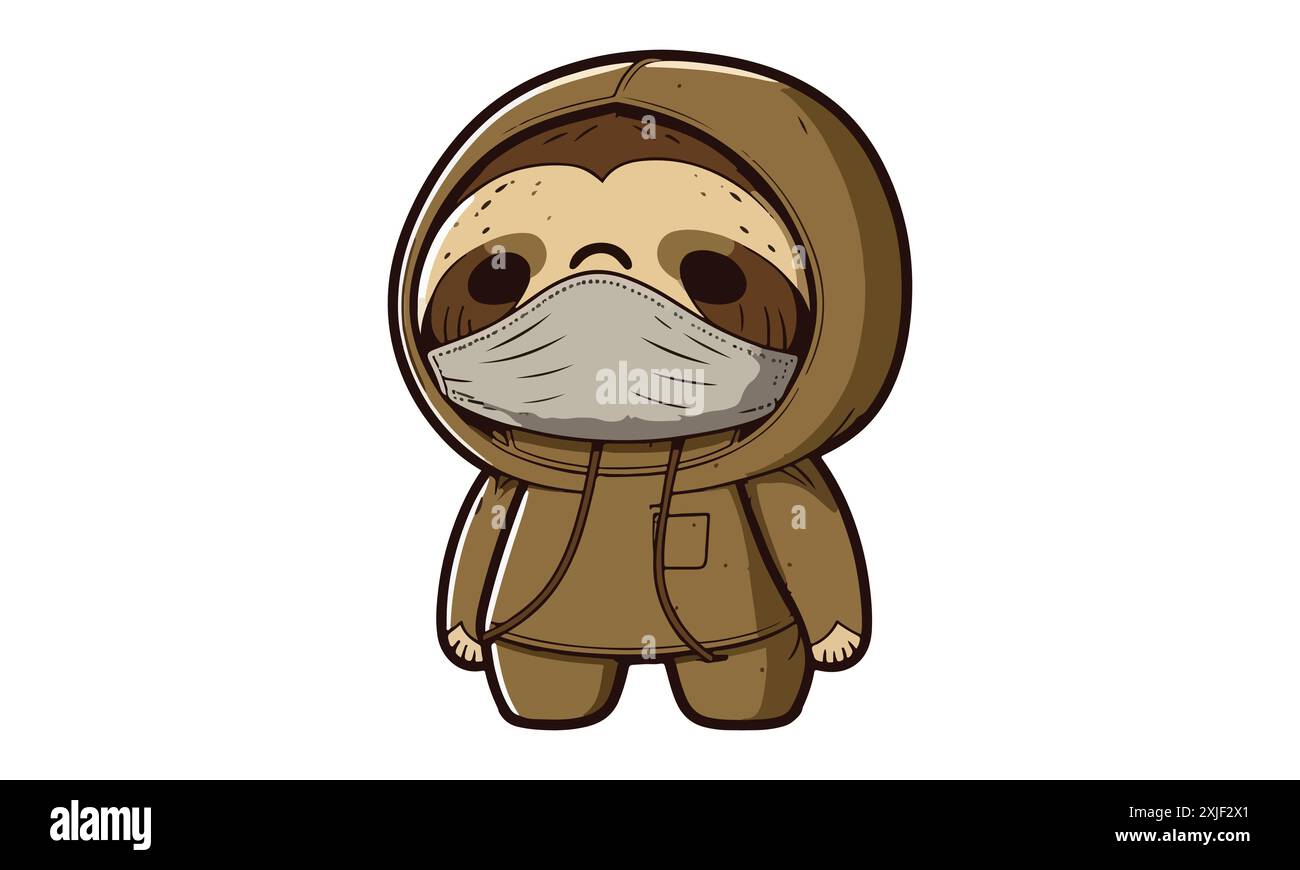Sloth Wearing A Face Mask Vector Illustration Stock Vector Image & Art ...