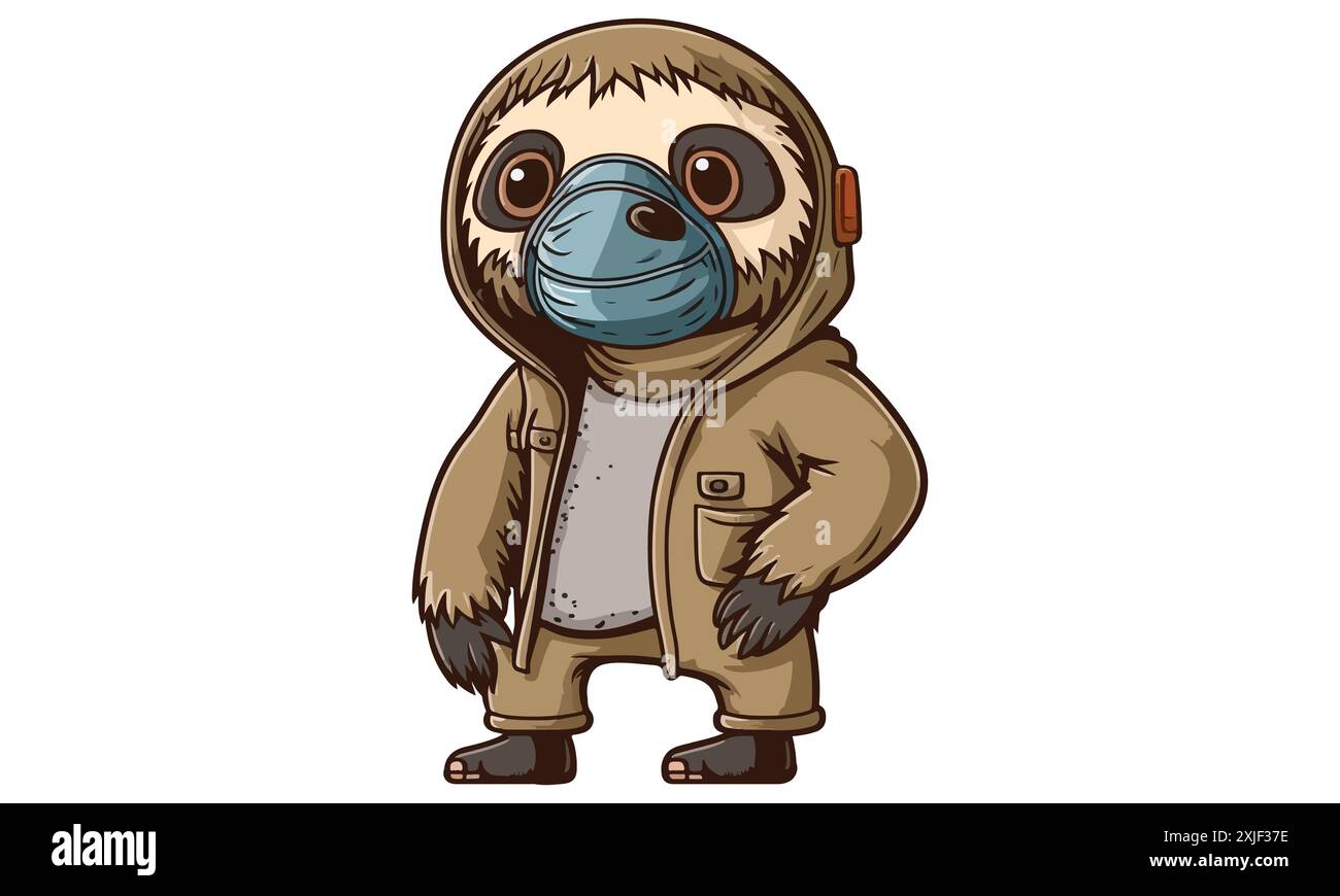 Sloth Wearing A Face Mask Vector Illustration Stock Vector Image & Art ...