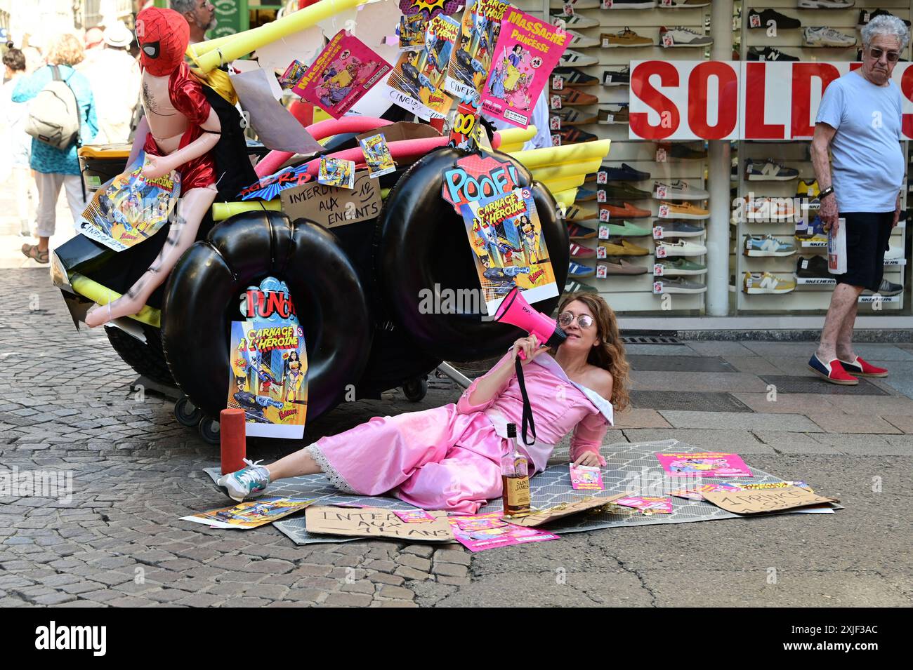 The city of Avignon during the annual arts festival, 10 July 2024 ...