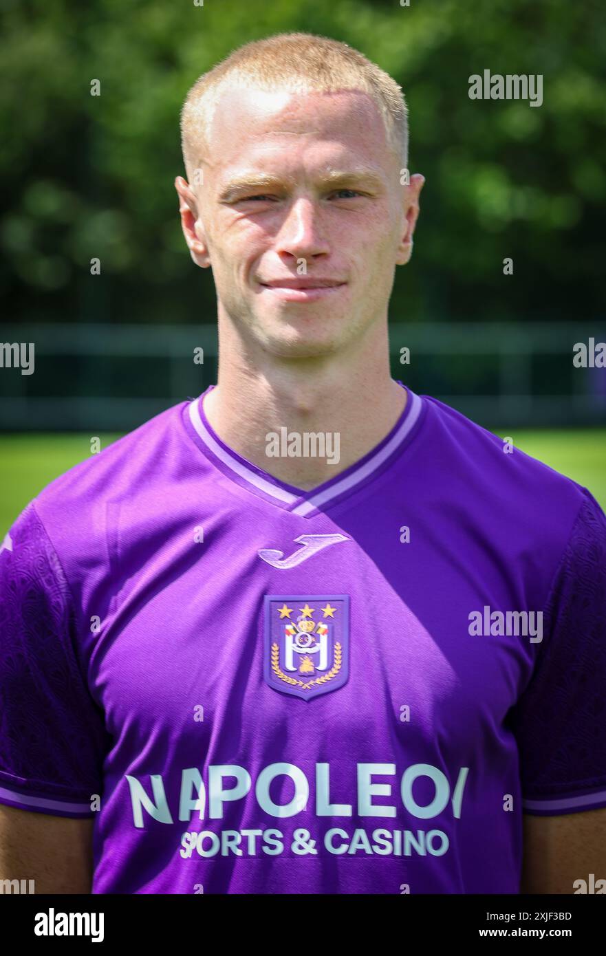 Brussels, Belgium. 18th July, 2024. Anderlecht's Louis Patris poses for ...