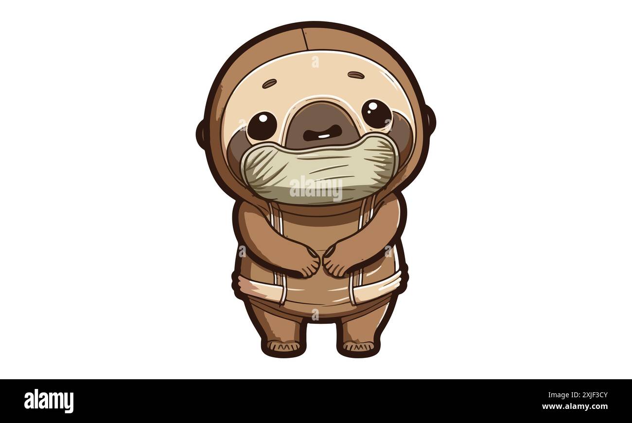 Sloth Wearing A Face Mask Vector Illustration Stock Vector Image & Art ...