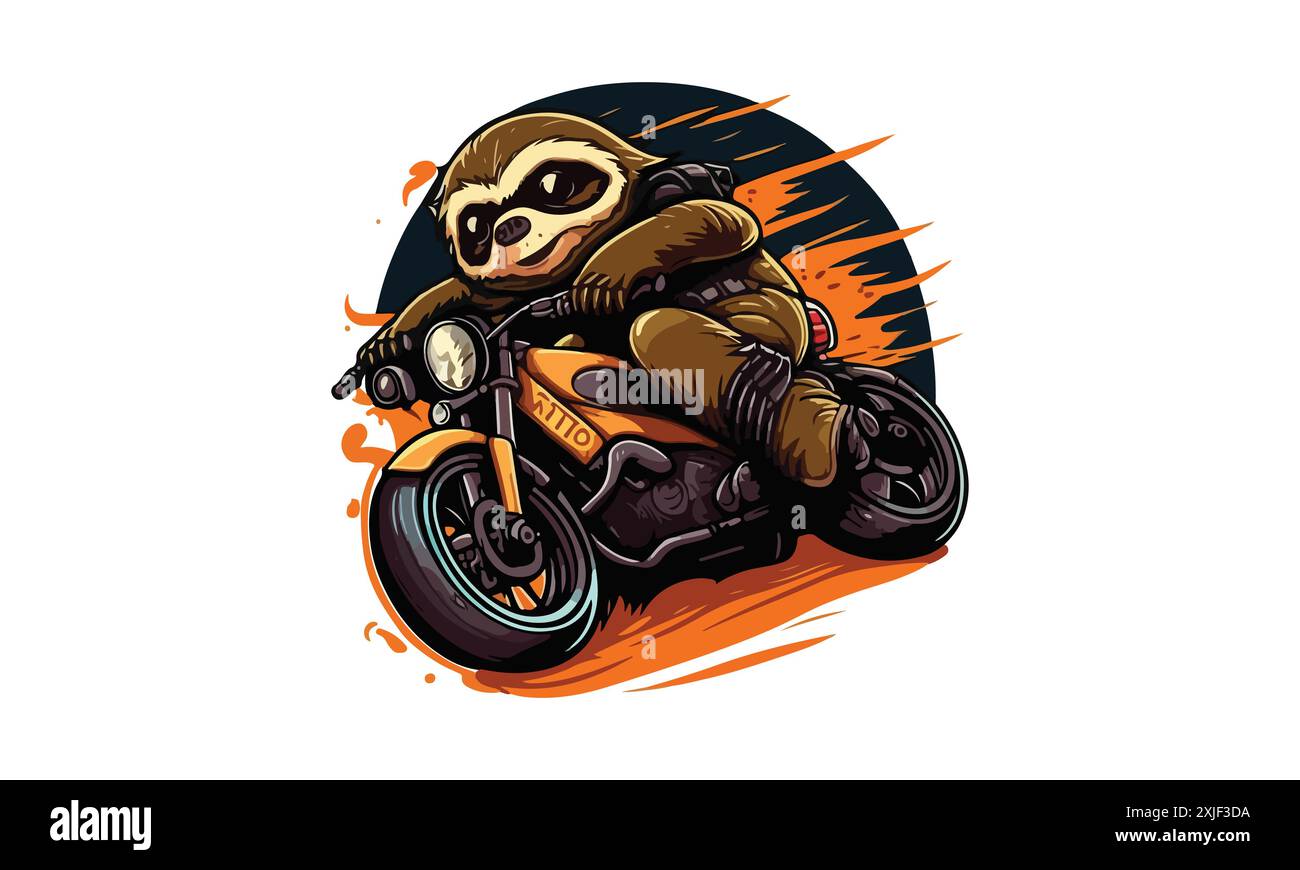 Sloth Riding A Motorcycle Vector Illustration Stock Vector Image & Art ...