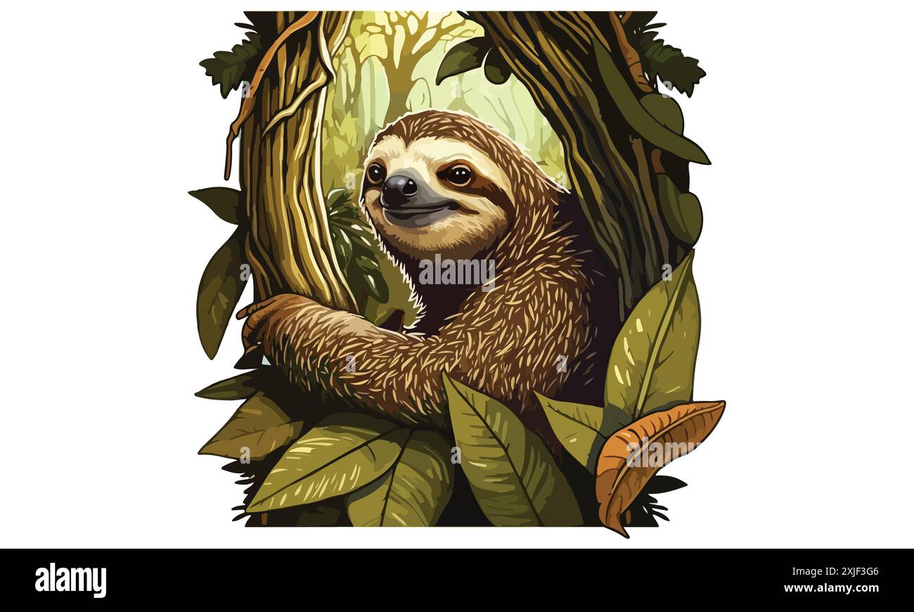 Sloth Game Character Style Vector Illustration Stock Vector Image & Art ...