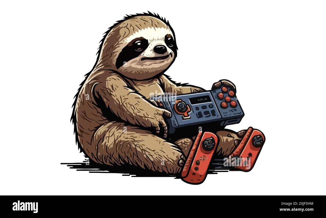 Sloth Game Character Style Vector Illustration Stock Vector Image & Art ...