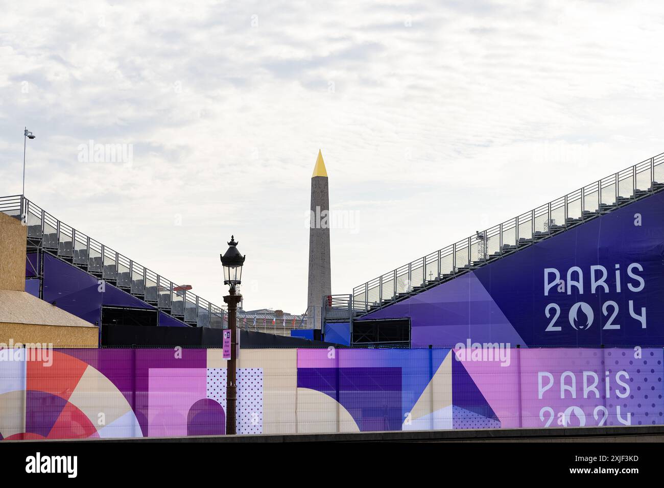 Spectator stands at Place de La Concorde ahead of the Olympic Games ...