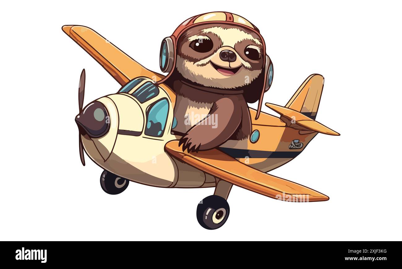 Sloth Riding A Plane Vector Illustration Stock Vector Image & Art - Alamy