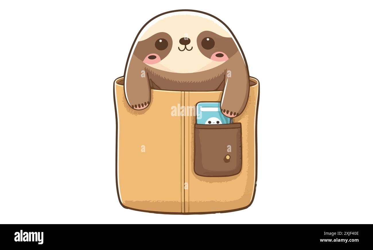 Sloth In Pocket Vector Illustration Stock Vector Image & Art - Alamy